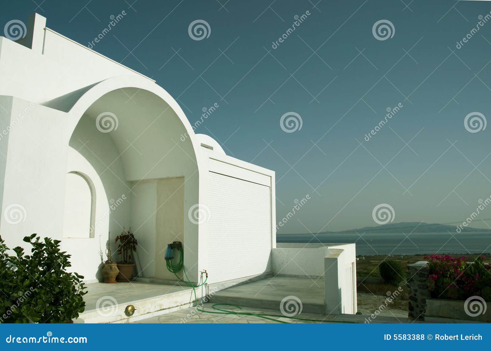 Cyclades Greek Architecture House with Aegean View Stock Photo - Image ...