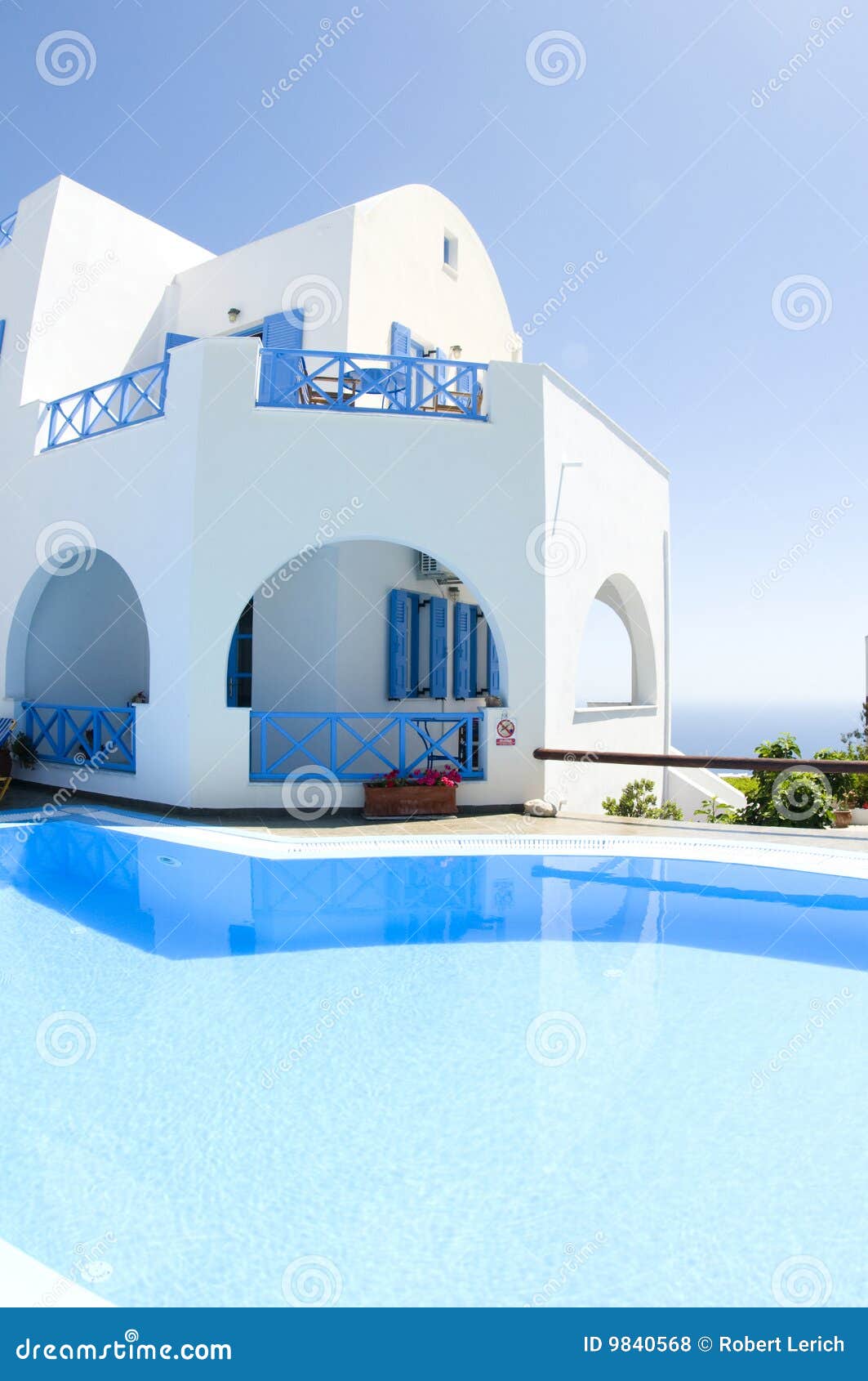 Cyclades Greek Architecture Swimming Pool Stock Photo - Image of ...