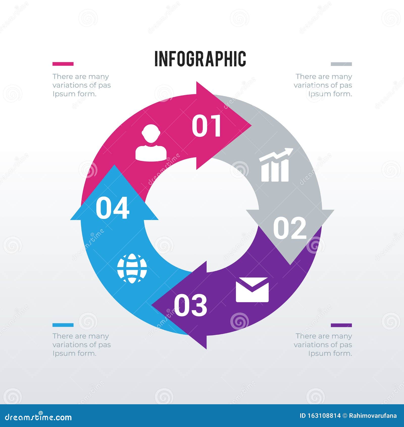 Cycle Arrows Processed Infographics Template Design. Business Concept ...