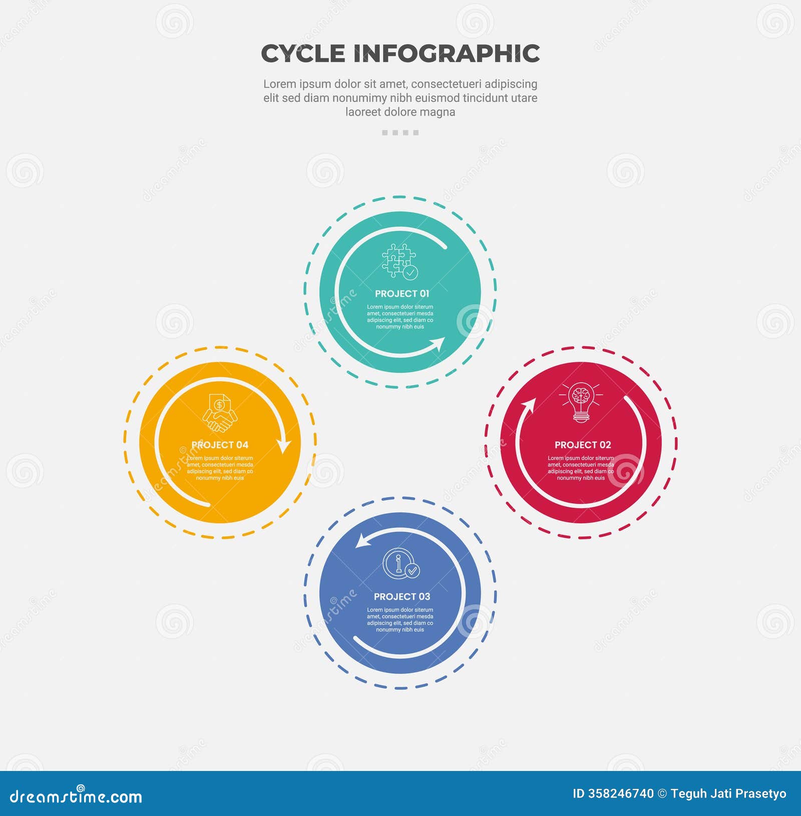 Cycle Base Infographic Outline Style With 4 Point Template With ...