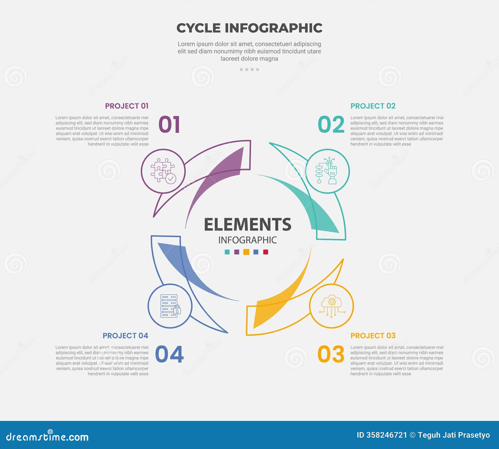 Cycle Base Infographic Outline Style With 4 Point Template With ...
