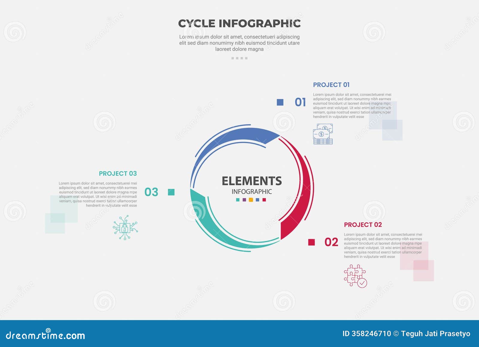 Cycle Base Infographic Outline Style With 3 Point Template With ...