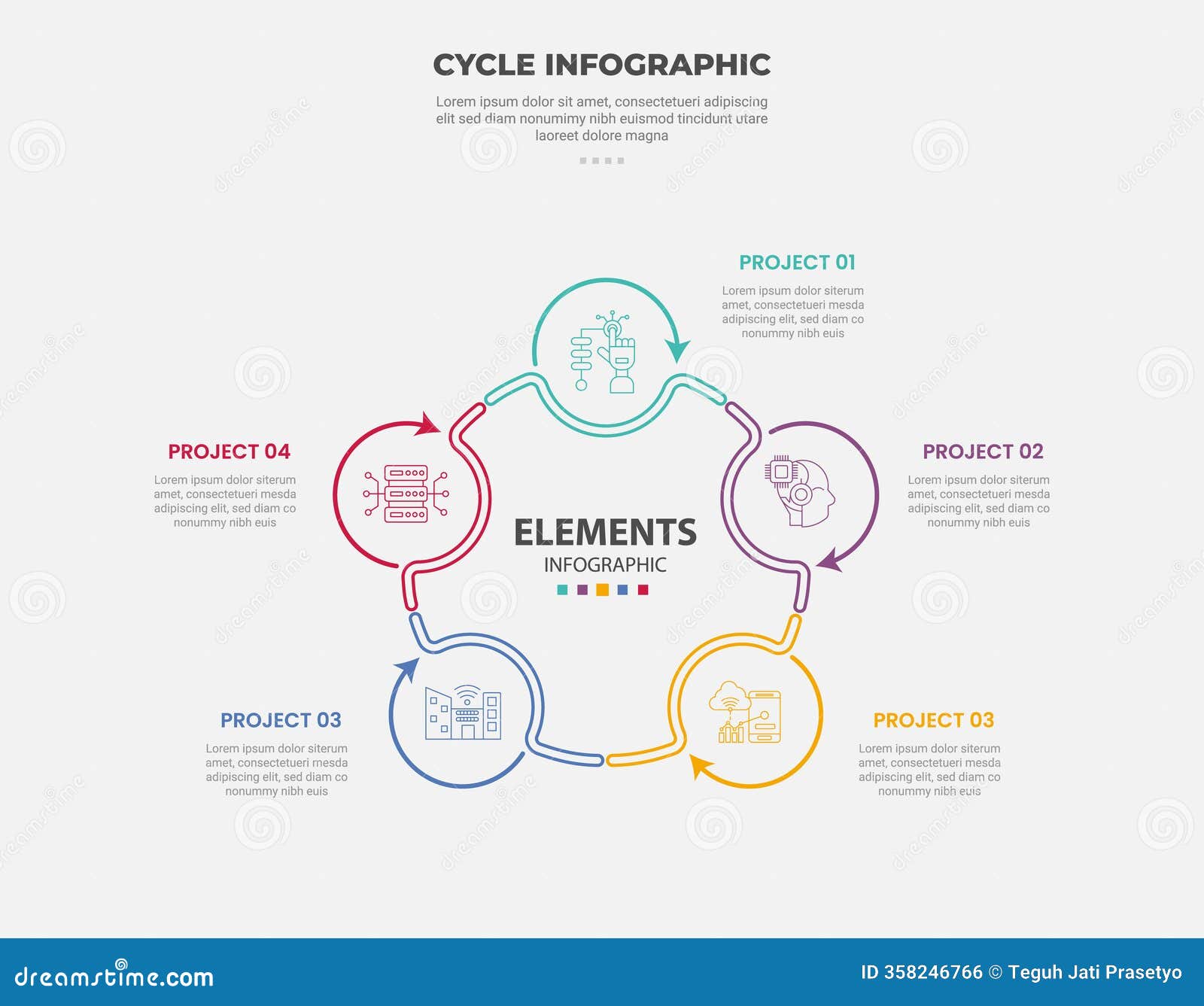 Cycle Base Infographic Outline Style With 4 Point Template With ...