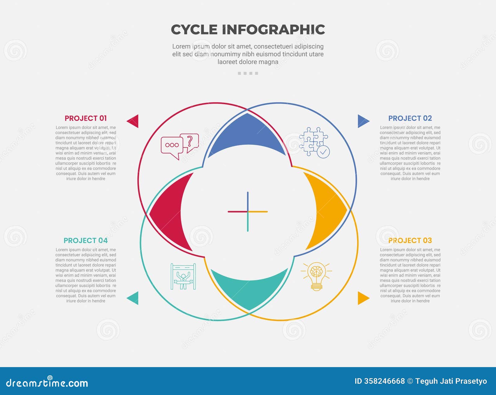 Cycle Base Infographic Outline Style With 4 Point Template With ...