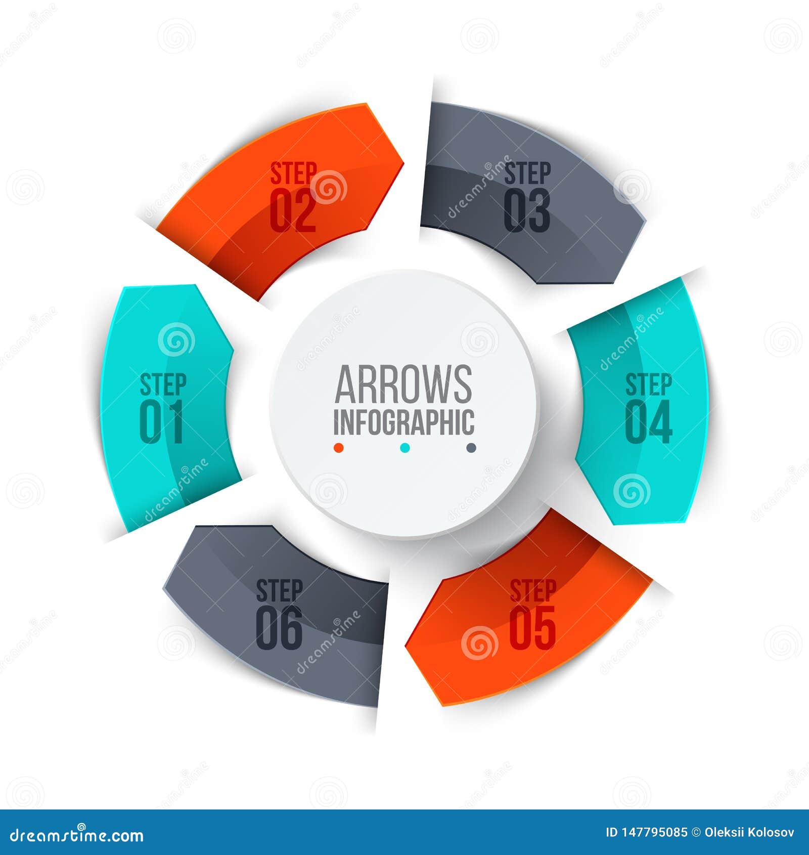 Cycle Business Arrows Elements. Business Process Infographics with 6 ...