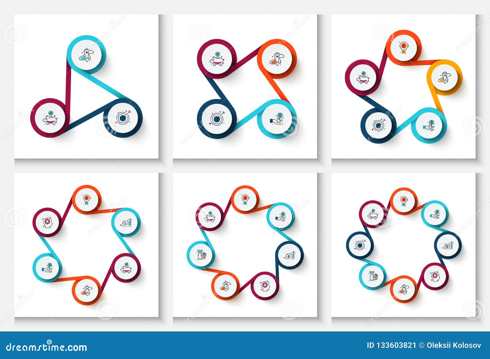 Cycle Business Graphic Elements. Business Process Infographics with 3 ...