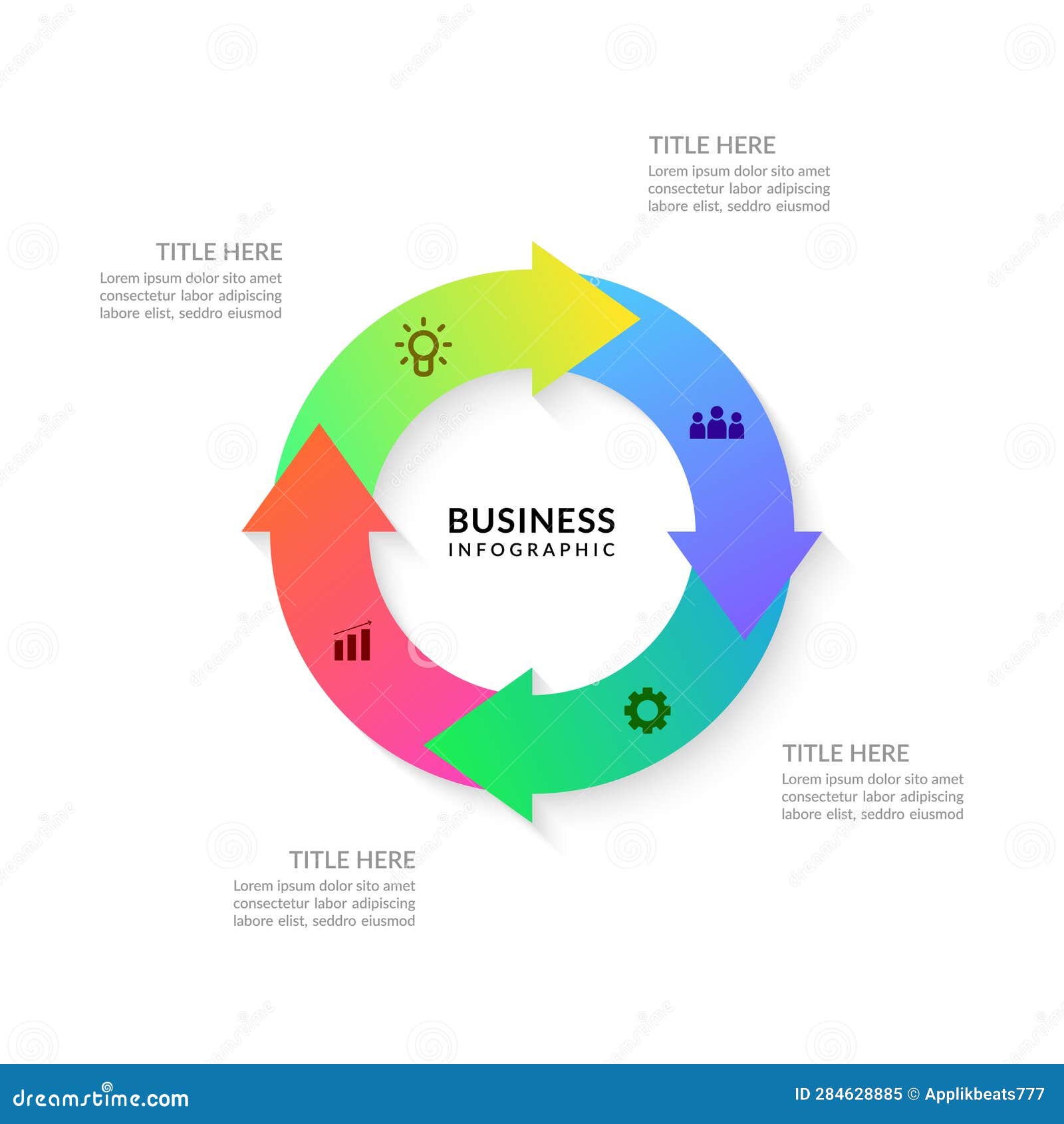 Cycle Business Process Infographic with Multiple Options, Rotation ...