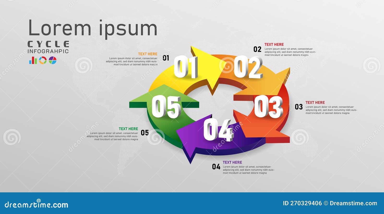 Cycle Chart Infographic Vector Illustration with Colorful Topic ...