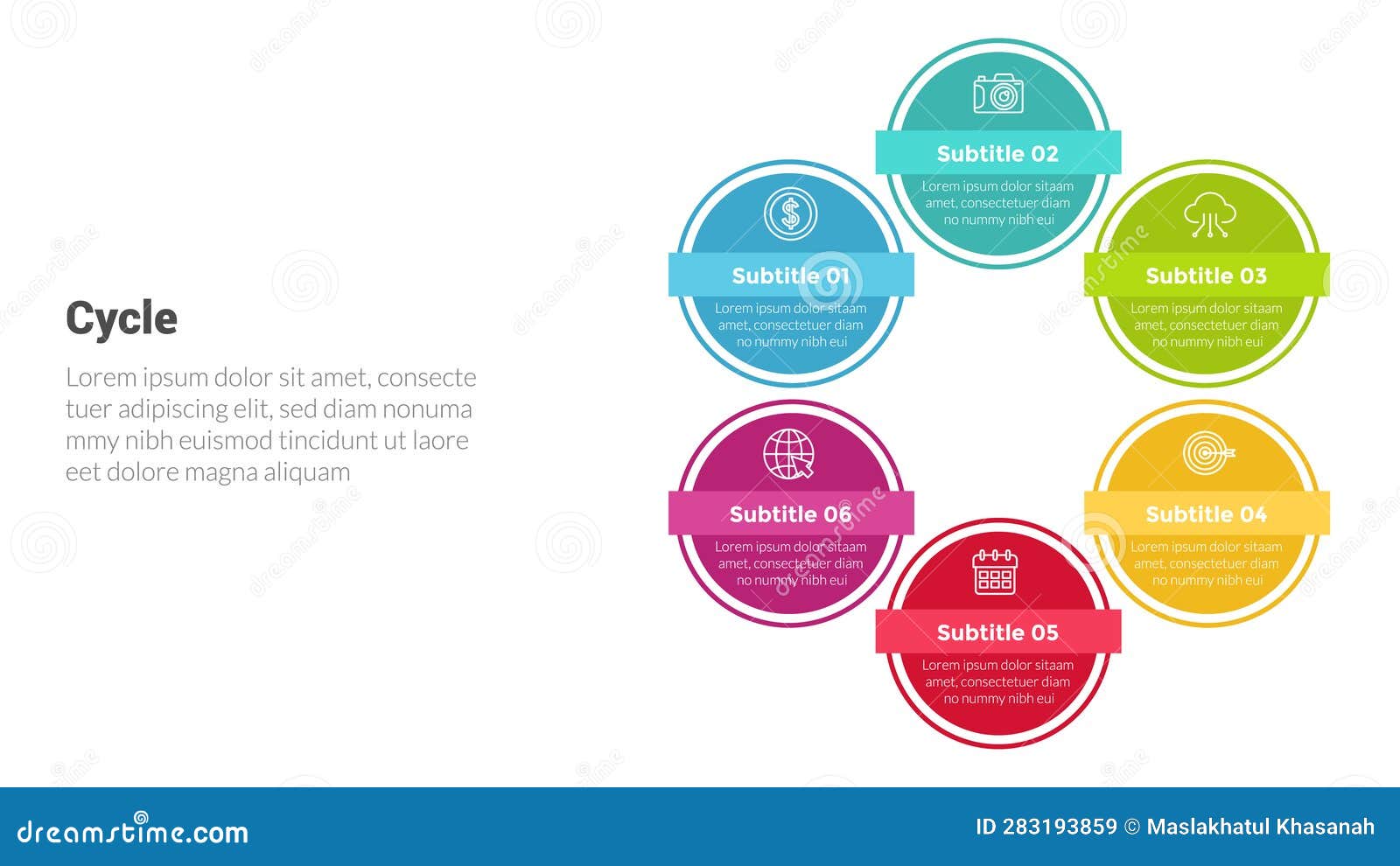 Cycle or Cycles Stage Infographics Template Diagram with Circular ...