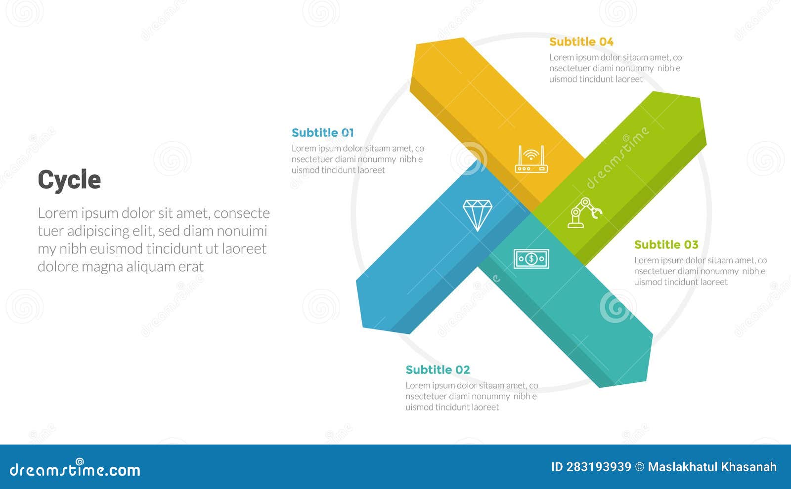 Cycle or Cycles Stage Infographics Template Diagram with Long Rectangle ...