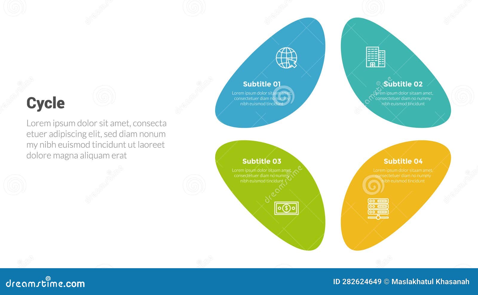 Cycle or Cycles Stage Infographics Template Diagram with Rounded ...
