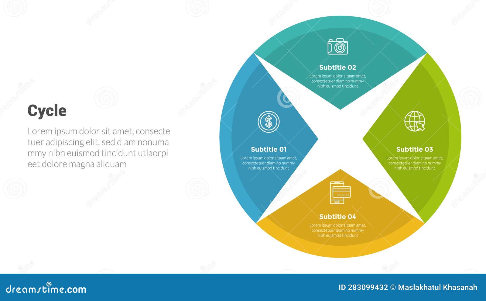 Cycle or Cycles Stage Infographics Template Diagram with Small Star ...