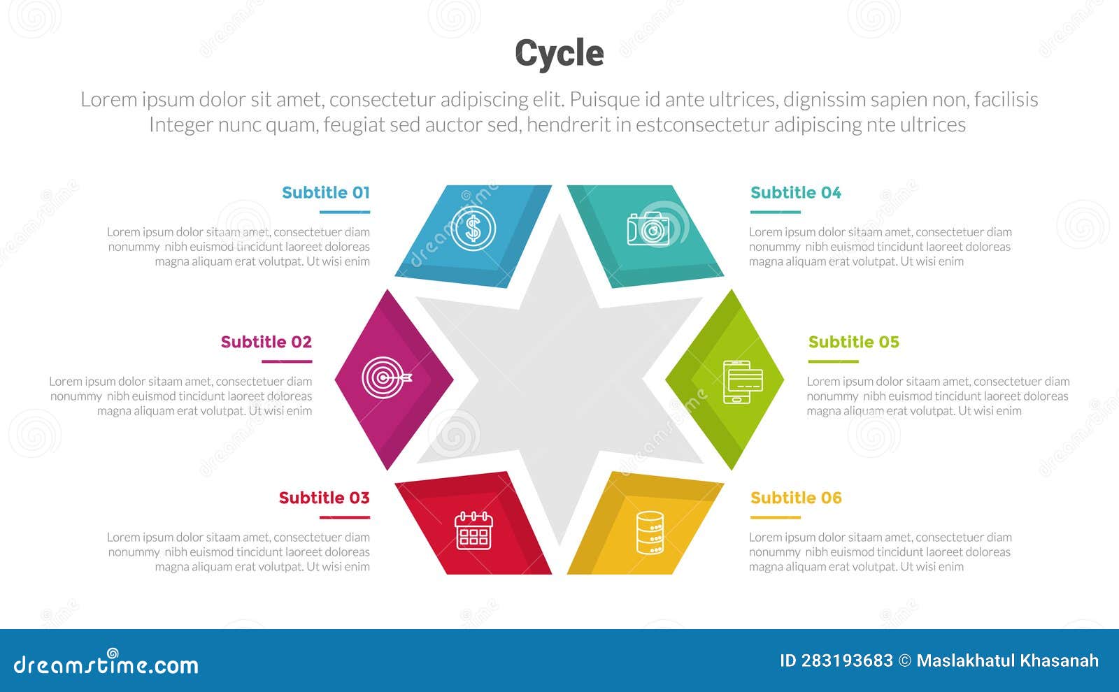 Cycle or Cycles Stage Infographics Template Diagram with Star Shape ...