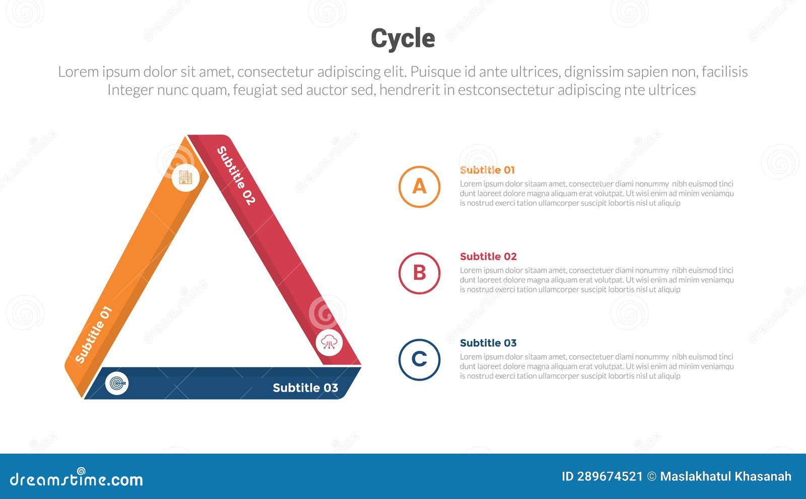 Cycle or Cycles Stage Infographics Template Diagram with Triangle Shape ...