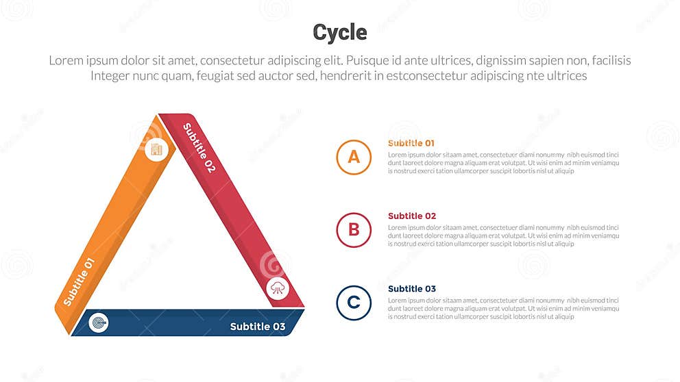 Cycle or Cycles Stage Infographics Template Diagram with Triangle Shape ...