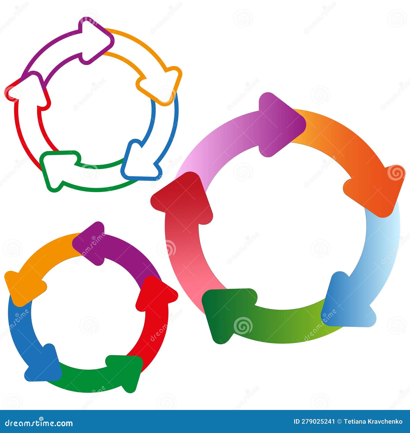 Cycle Diagram with Arrows Set. 1,2,3,4,5,6 Steps Pie Chart or Circle ...