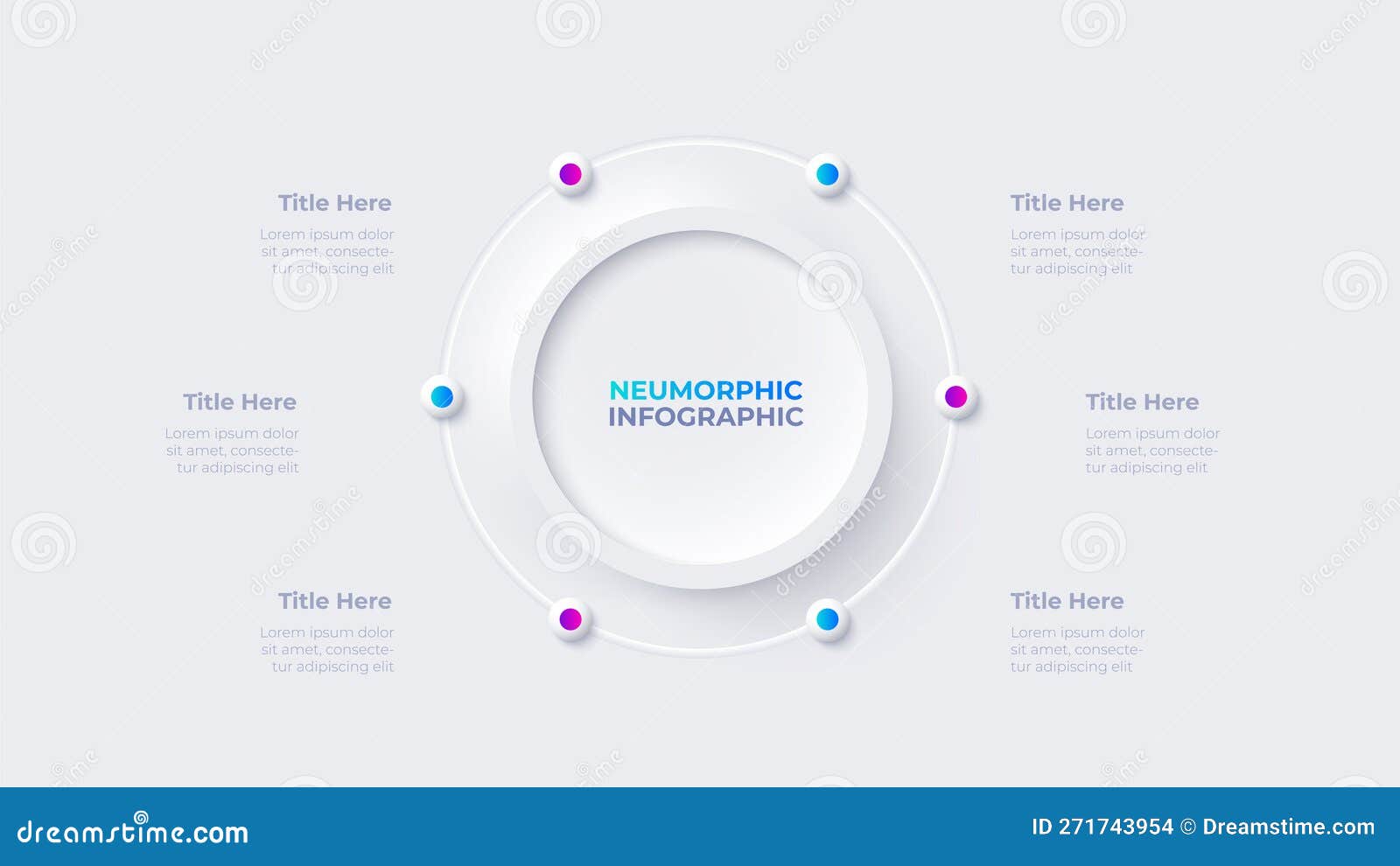 Cycle Diagram with 6 Options or Steps. Infographic Neumorphism Template ...