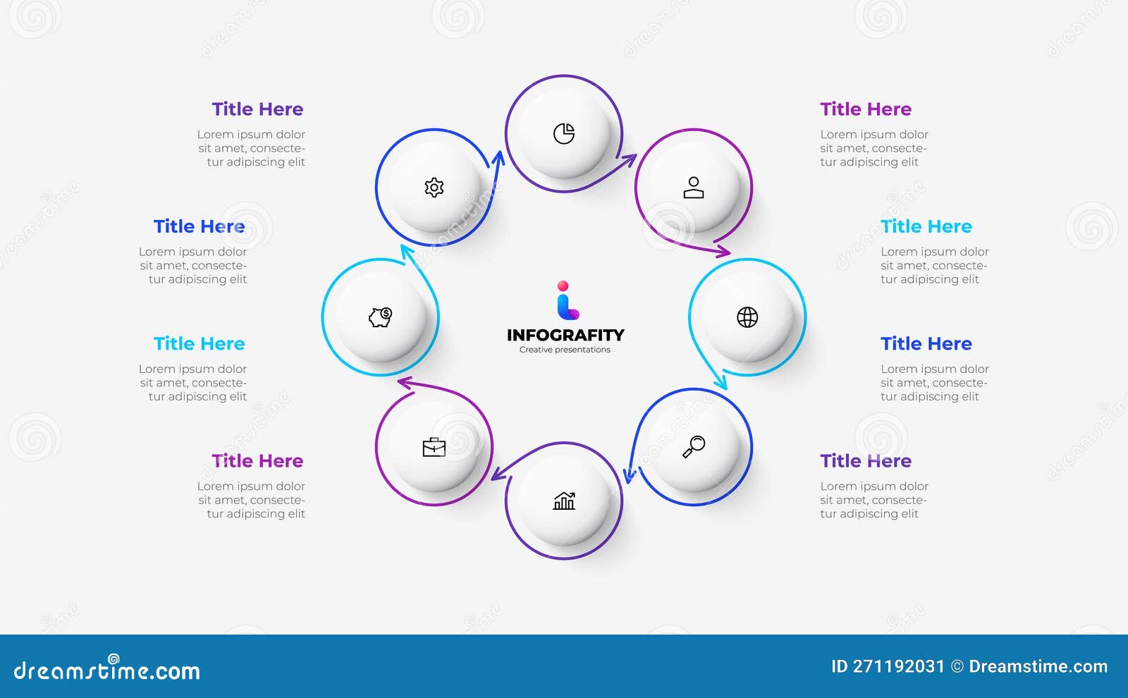 Cycle Diagram with 8 Options or Steps. Infographic Template Stock ...