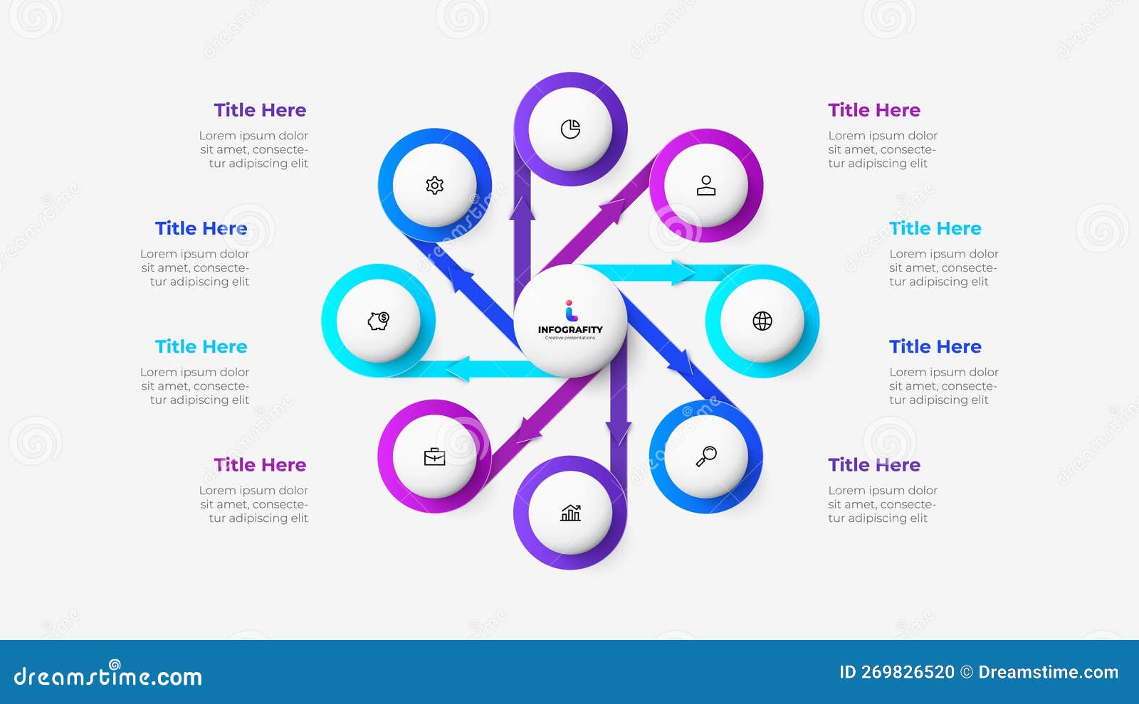 Cycle Diagram With 8 Options Or Steps. Slide For Business Presentation ...