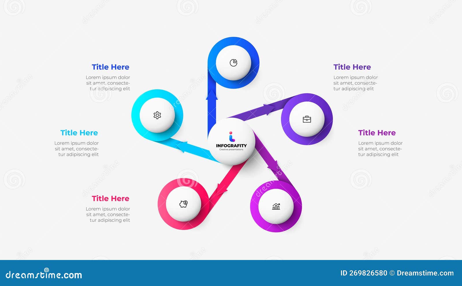 Cycle Diagram with 5 Options or Steps. Slide for Business Presentation ...