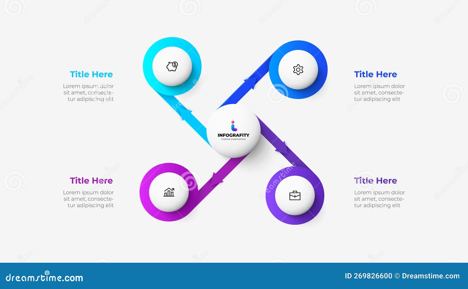 Cycle Diagram with 4 Options or Steps. Slide for Business Presentation ...