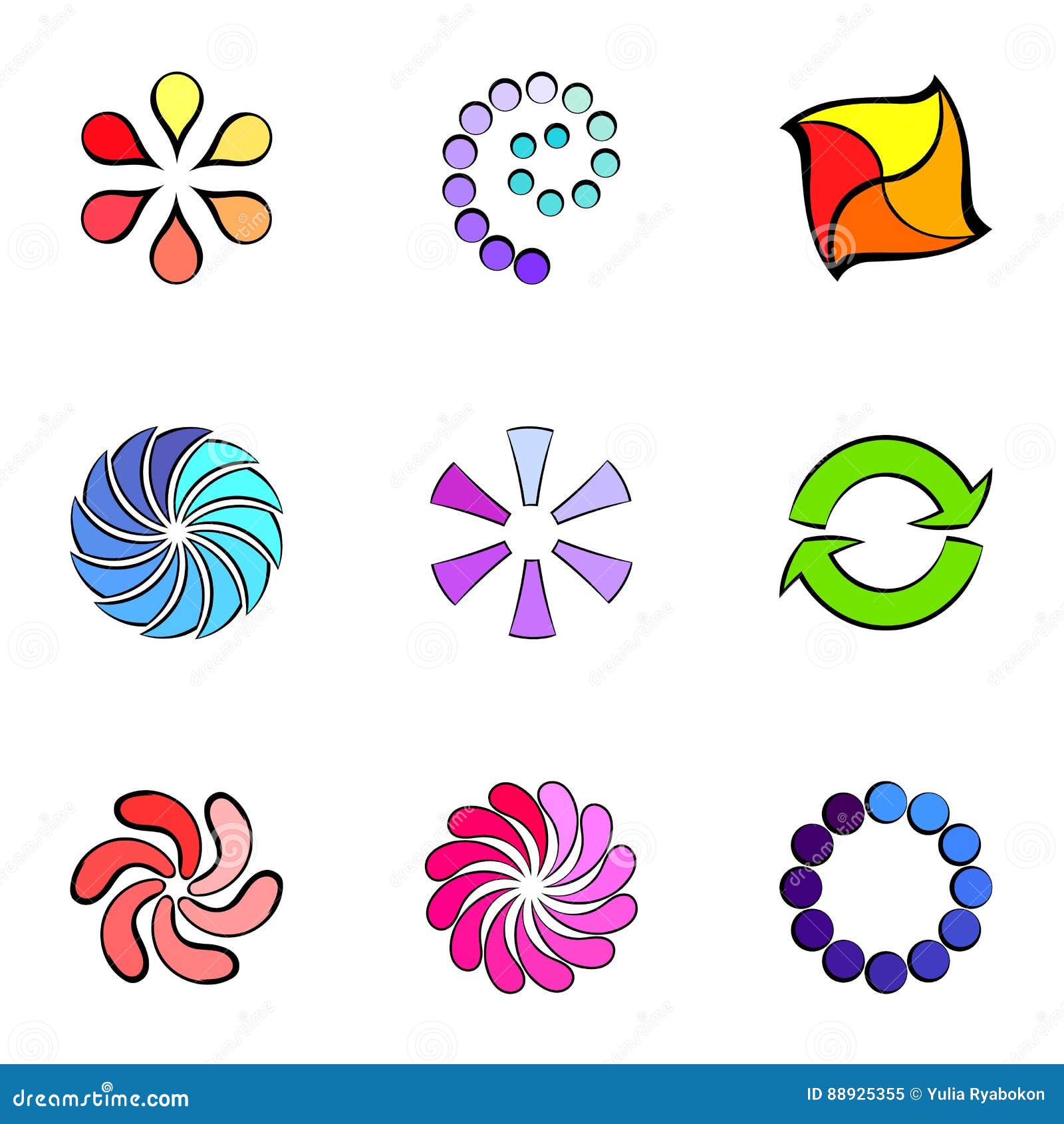 Cycle Icons Set, Cartoon Style Stock Vector - Illustration of round ...