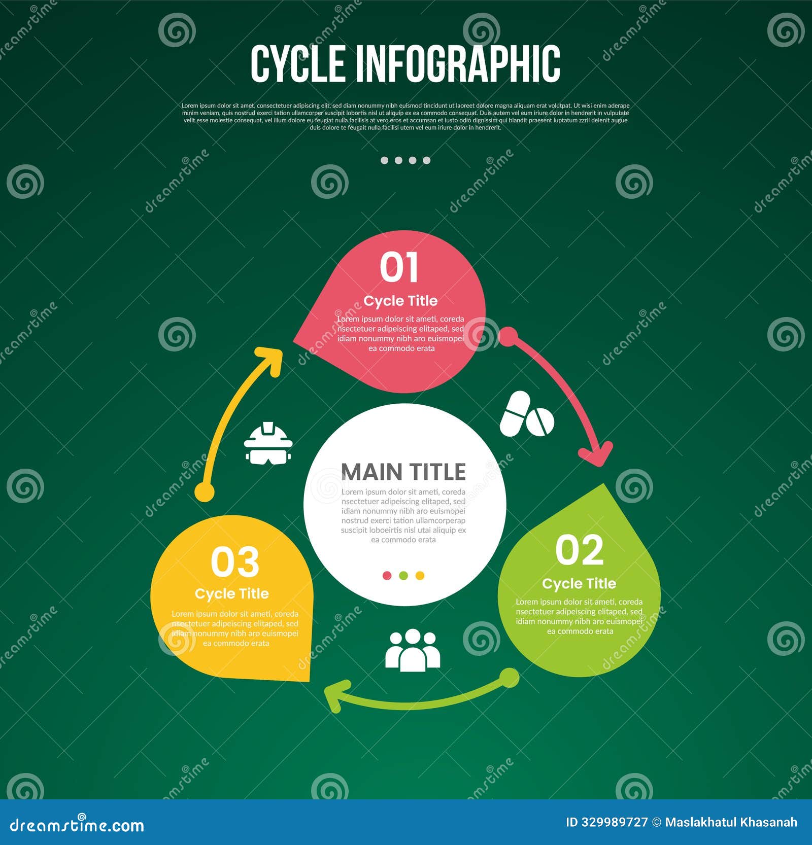 Cycle Infographic with Circle Waterdrop Shape Arrow Line Connection ...