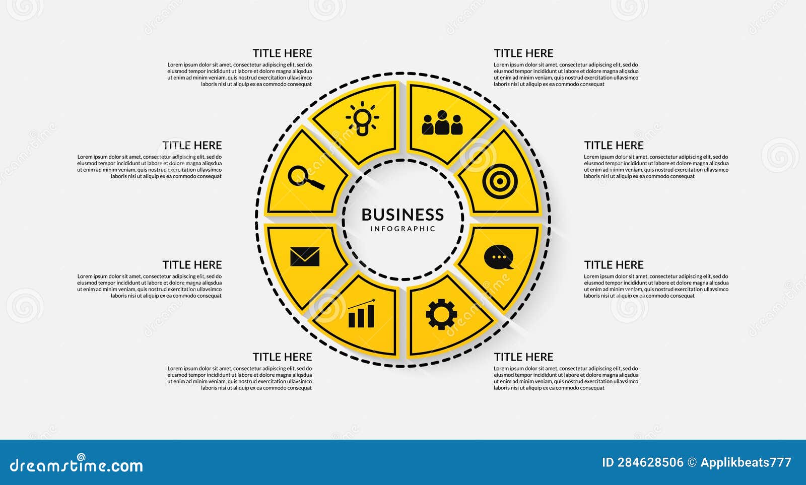 Cycle Infographic with Eight Optional, Outline Data Communication for ...