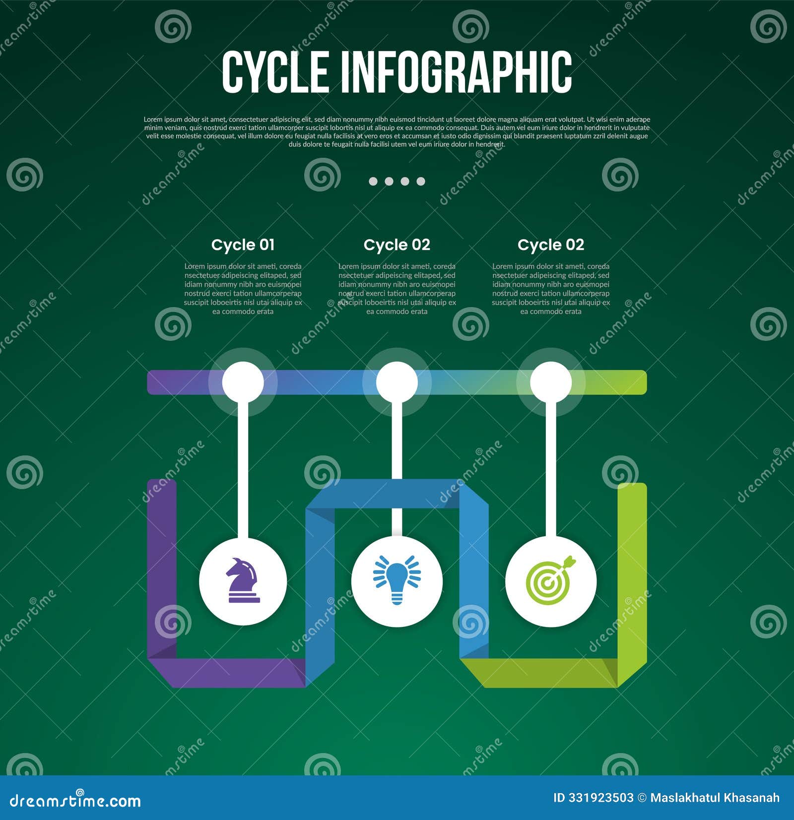 Cycle Infographic with Timeline Point Horizontal with Ribbon Folding ...