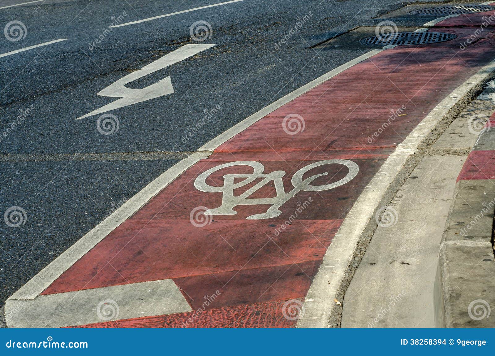 Cycle lane in the road stock photo. Image of asphalt - 38258394