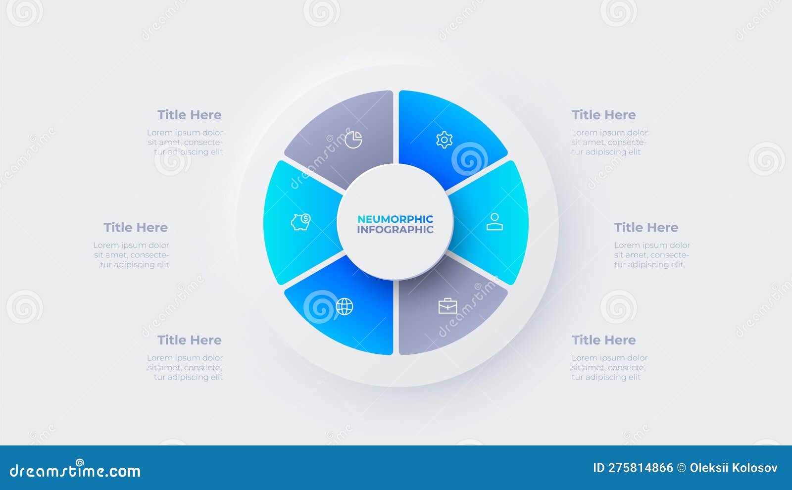 Cycle Neumorphic Diagram Divided Into 3 Sectors. Infographic Design ...