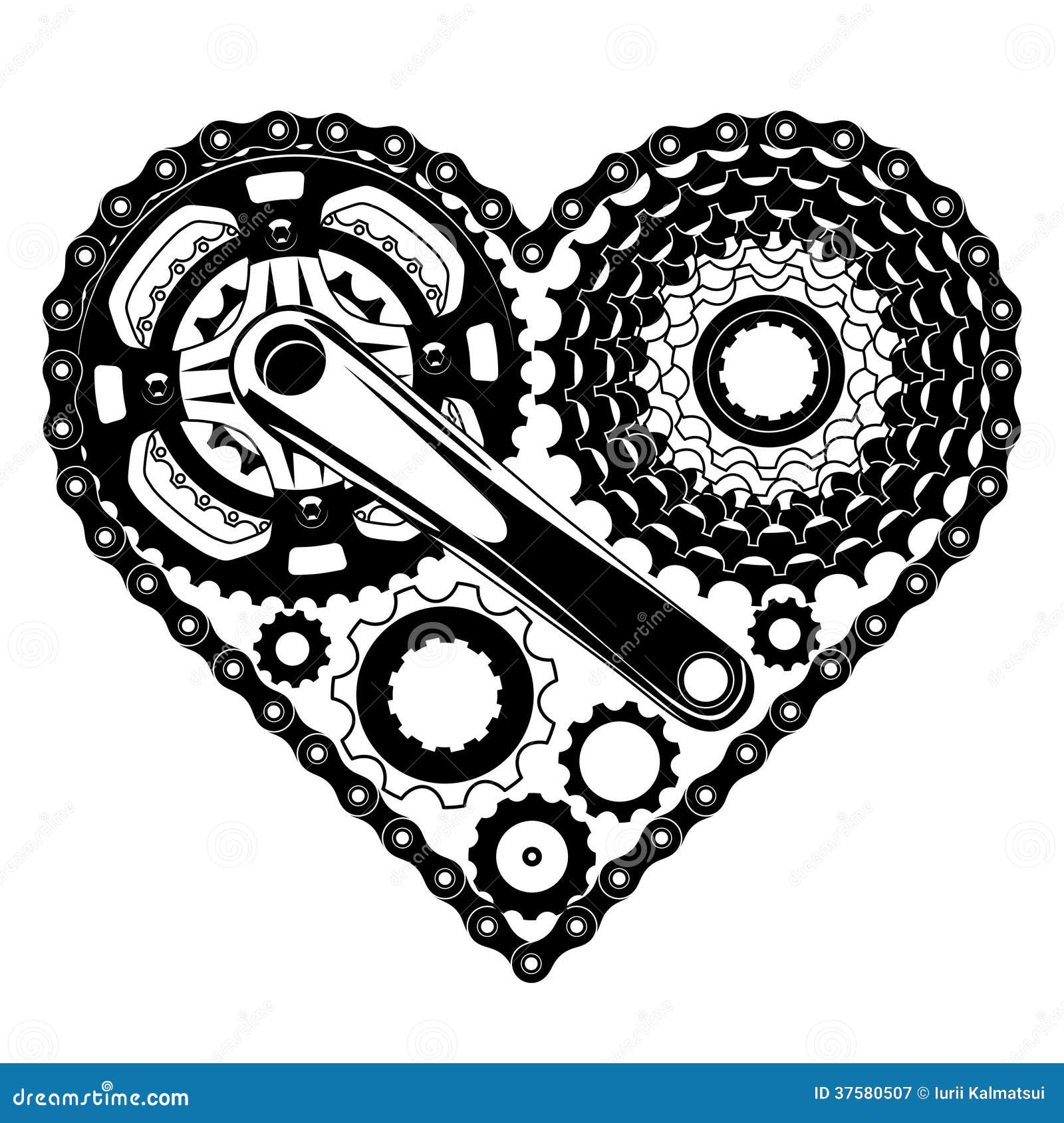 Cycle parts heart shape stock illustration. Illustration of wheels ...