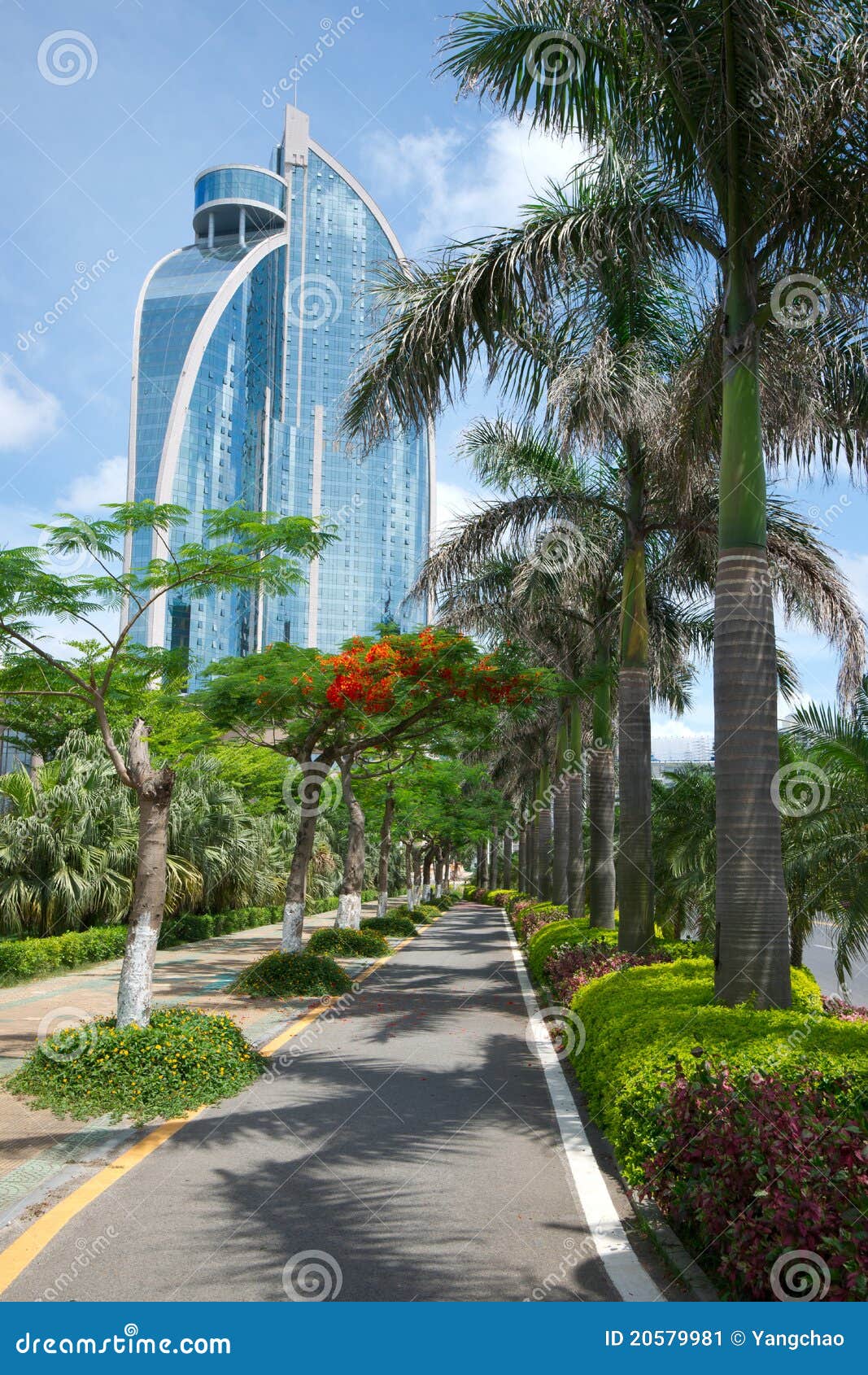 Cycle Path with High Rise Building Stock Image - Image of landscape ...
