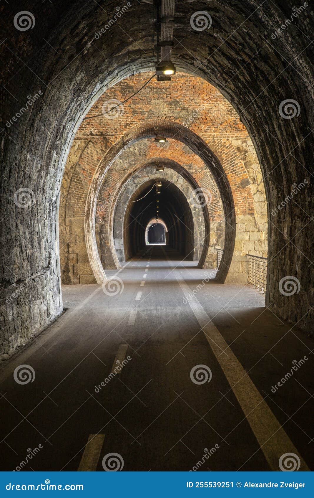 Cycle Path in Liguria Built on the Old Train Route. Tunnel Made from ...