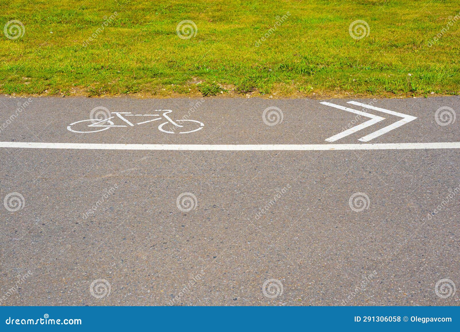 Cycle Path in the Park with Direction Indication Stock Photo - Image of ...