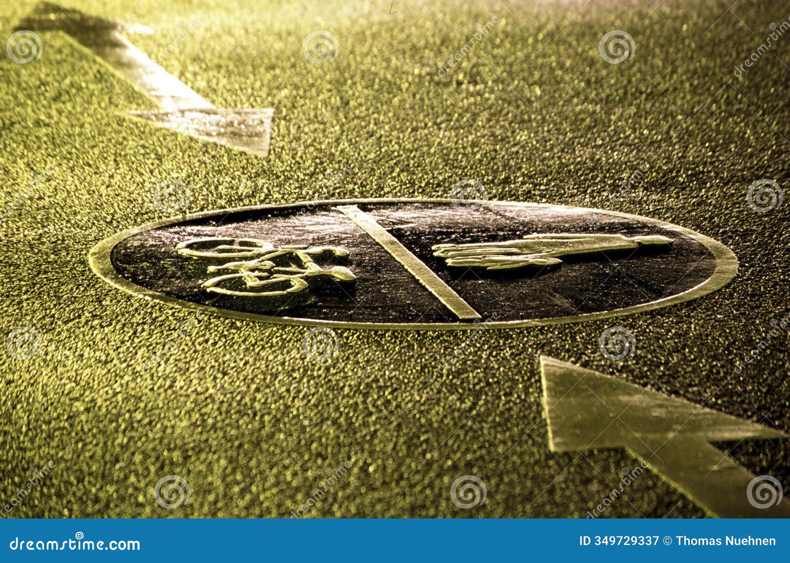 Cycle Path Pedestrian Sign in the Evening Stock Image - Image of biking ...