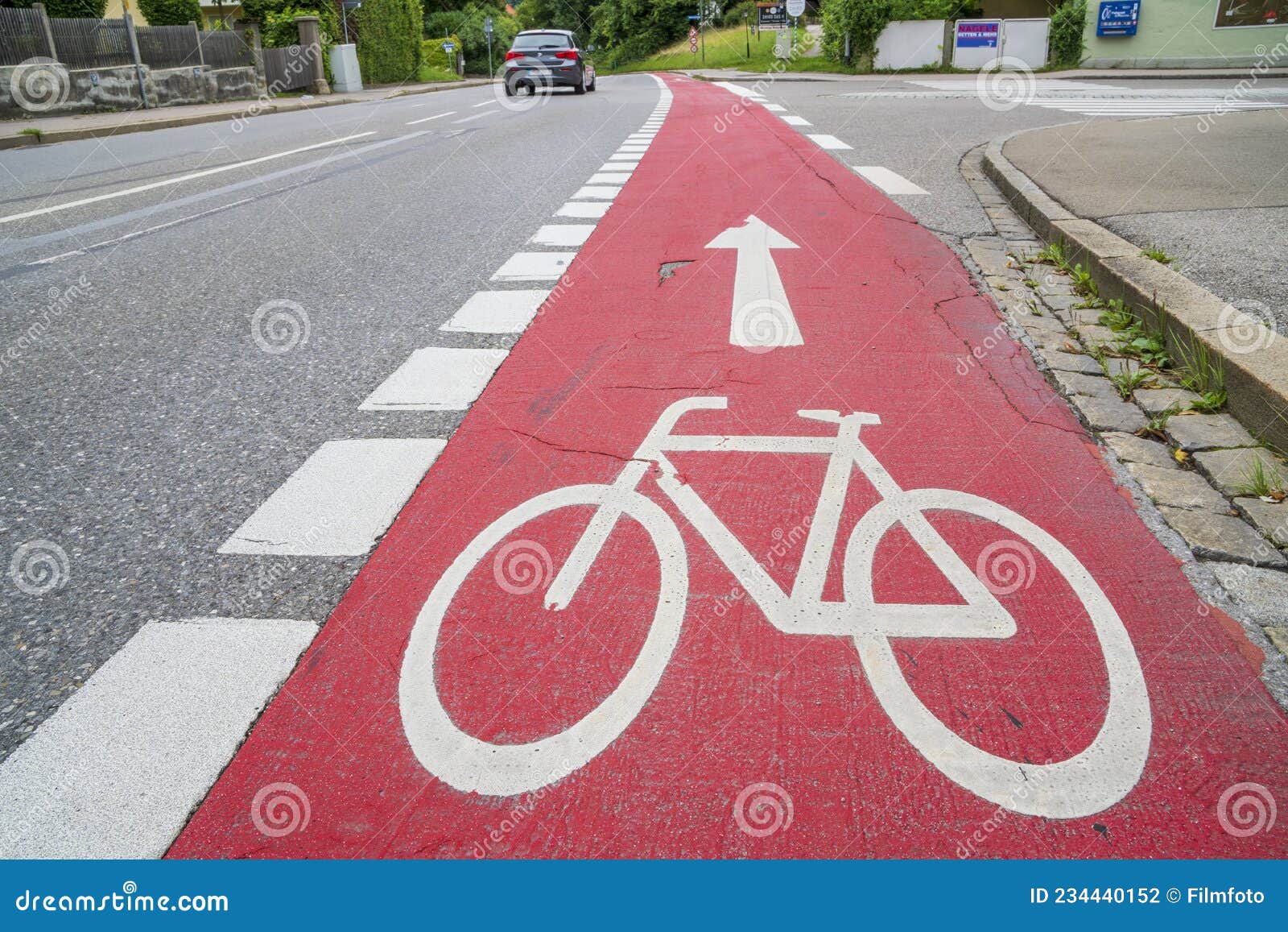 Cycle Path with Red Color on Street Stock Photo - Image of road, ride ...