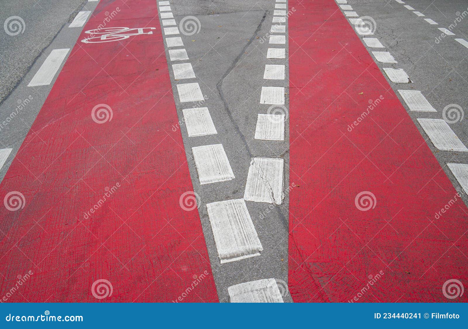 Cycle Path with Red Color on Street Stock Image - Image of bicycle ...