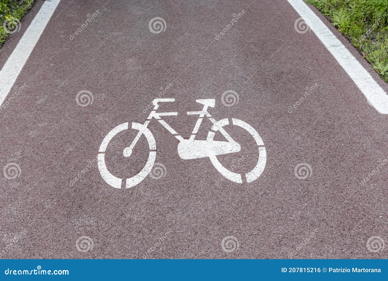 Cycle Path with Road Signs in the Woods Stock Photo - Image of biking ...