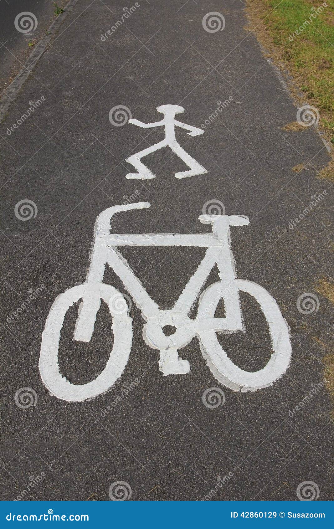 Cycle and pedestrian route stock image. Image of tarmac - 42860129