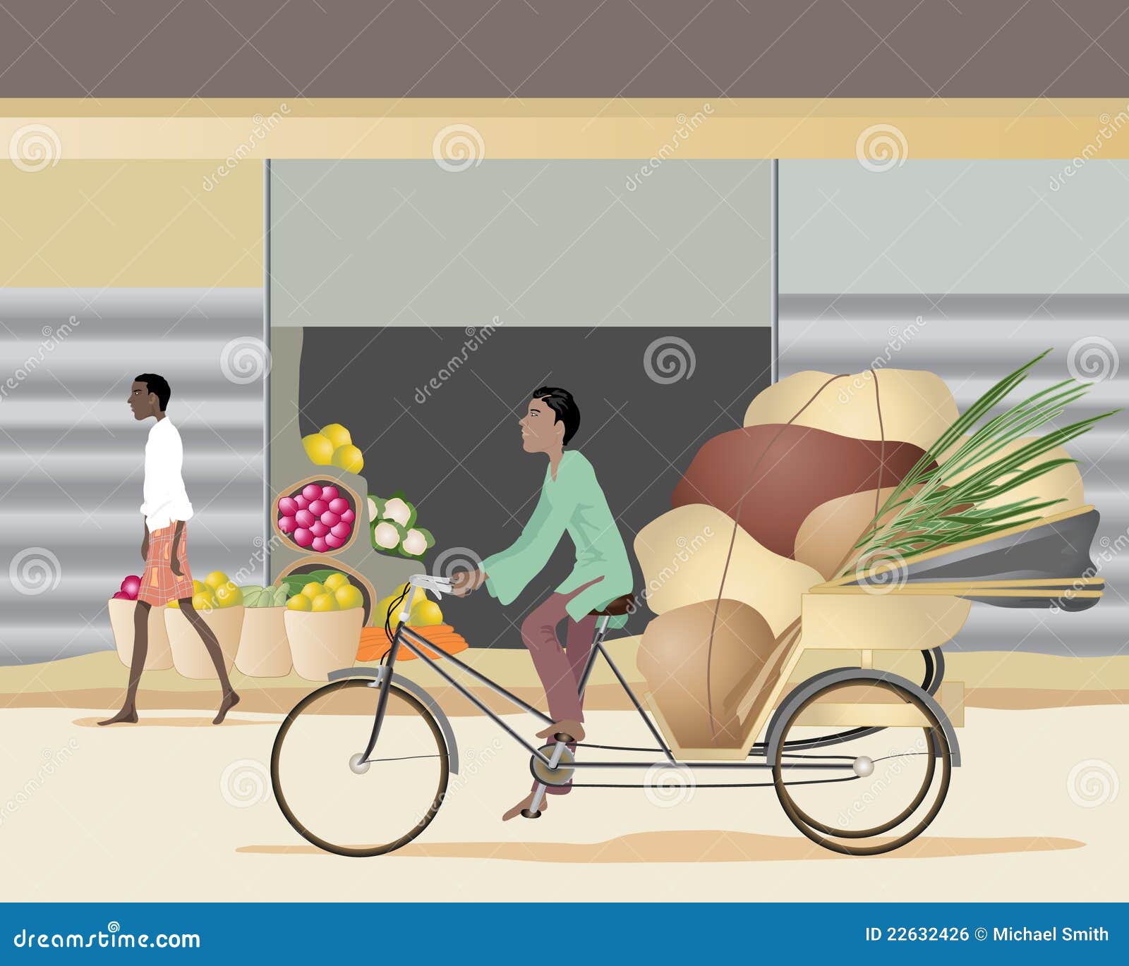 Cycle rickshaw stock vector. Illustration of units, tradition - 22632426