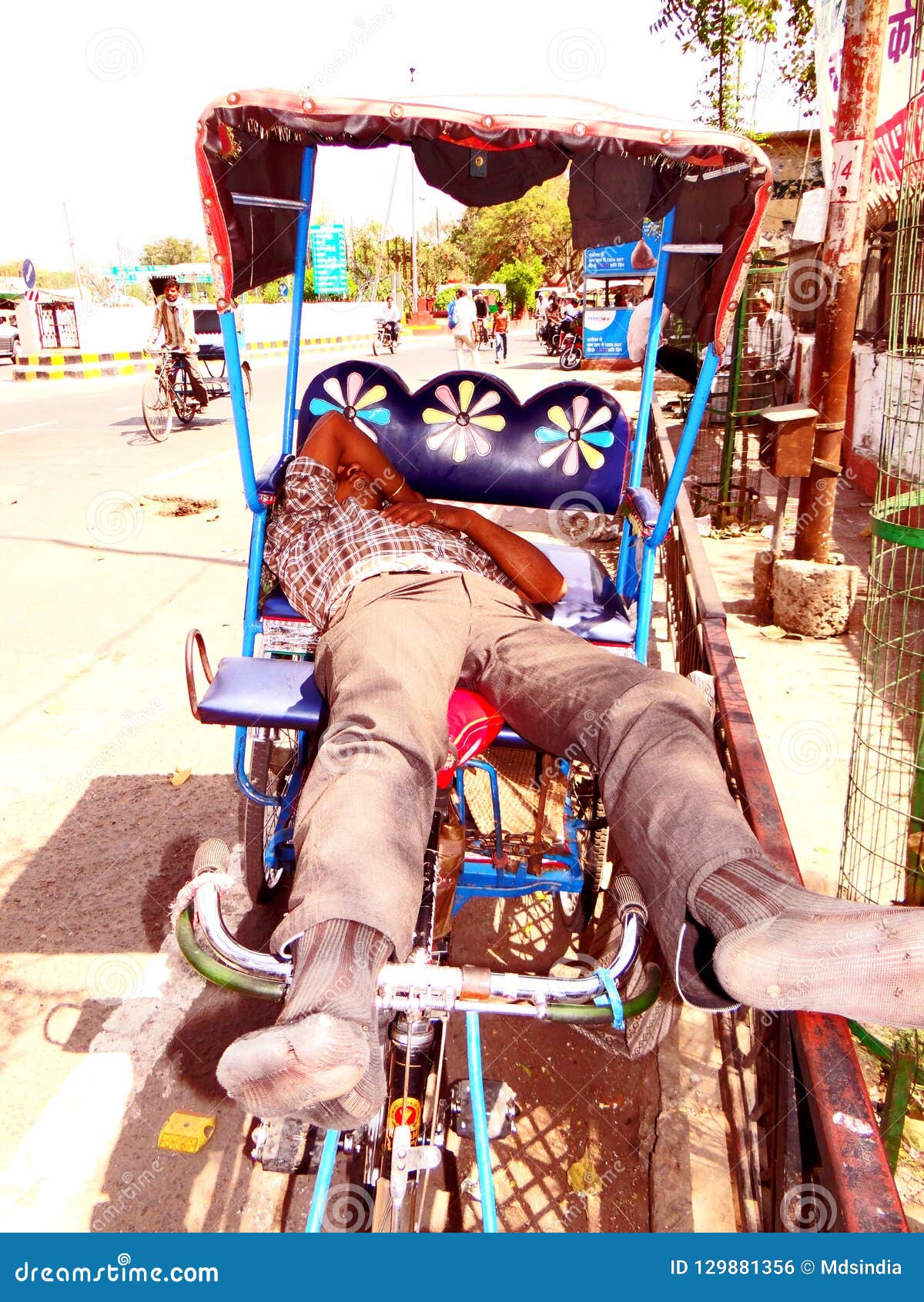 Sleeping Cycle Rickshaw Driver In Mandalay In Burma, Asia Editorial ...