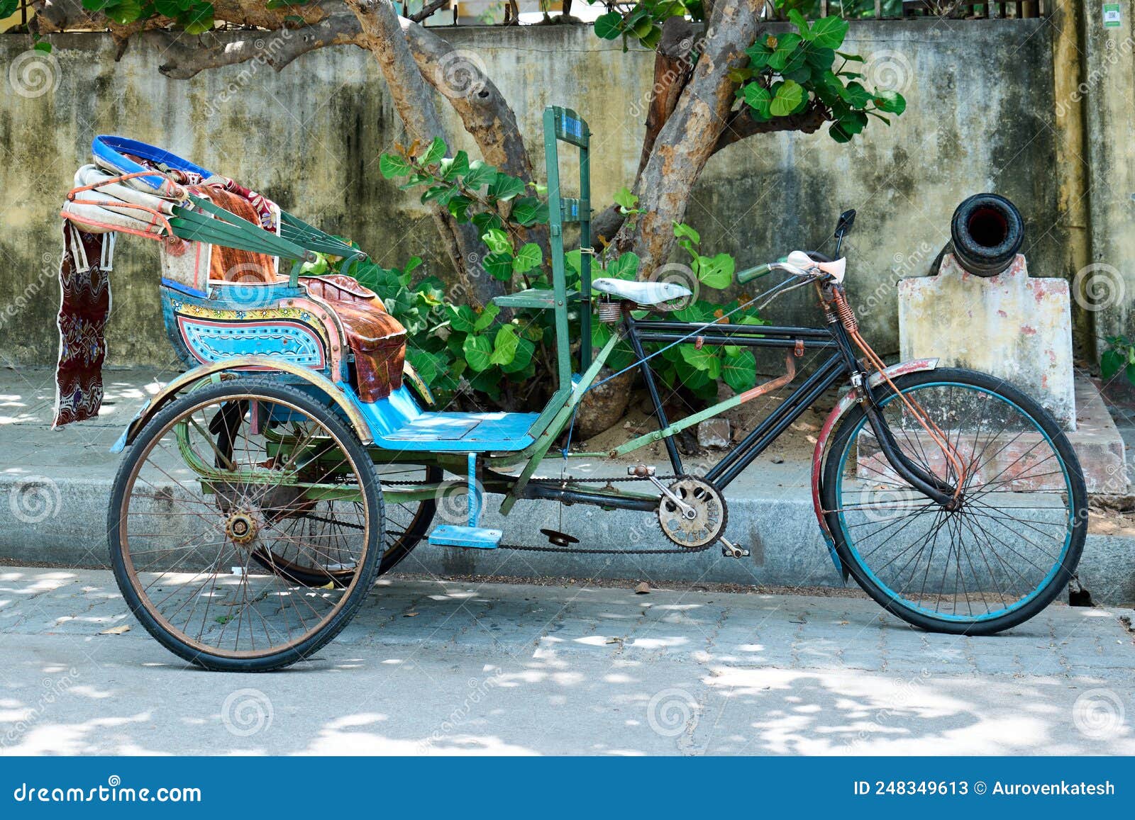Cycle Rickshaw on Street stock image. Image of travel - 248349613