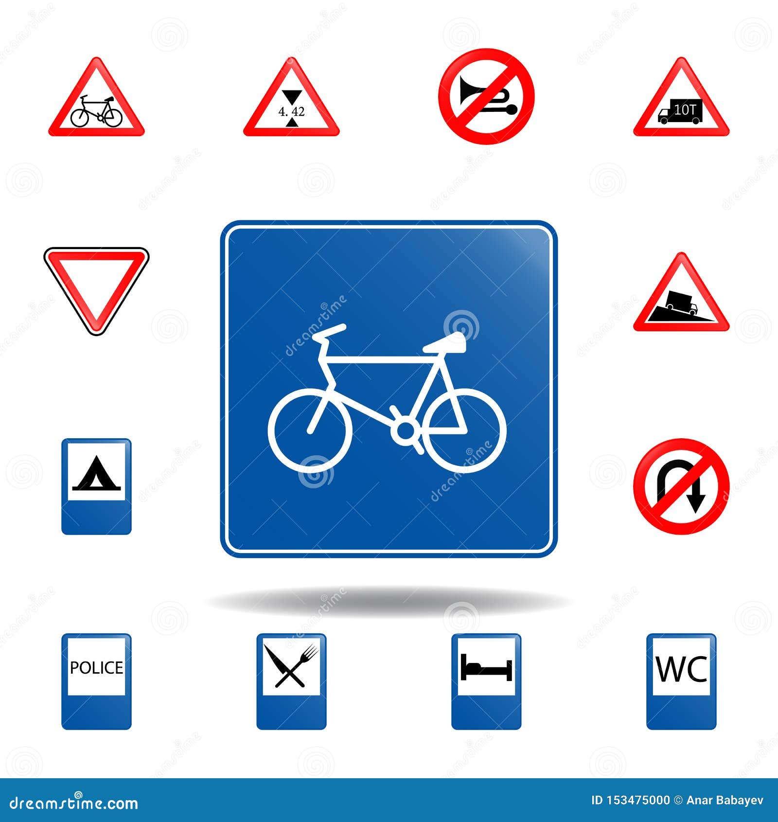 Cycle Road Icon. Set of Road Signs Icon for Mobile Concept and Web Apps ...