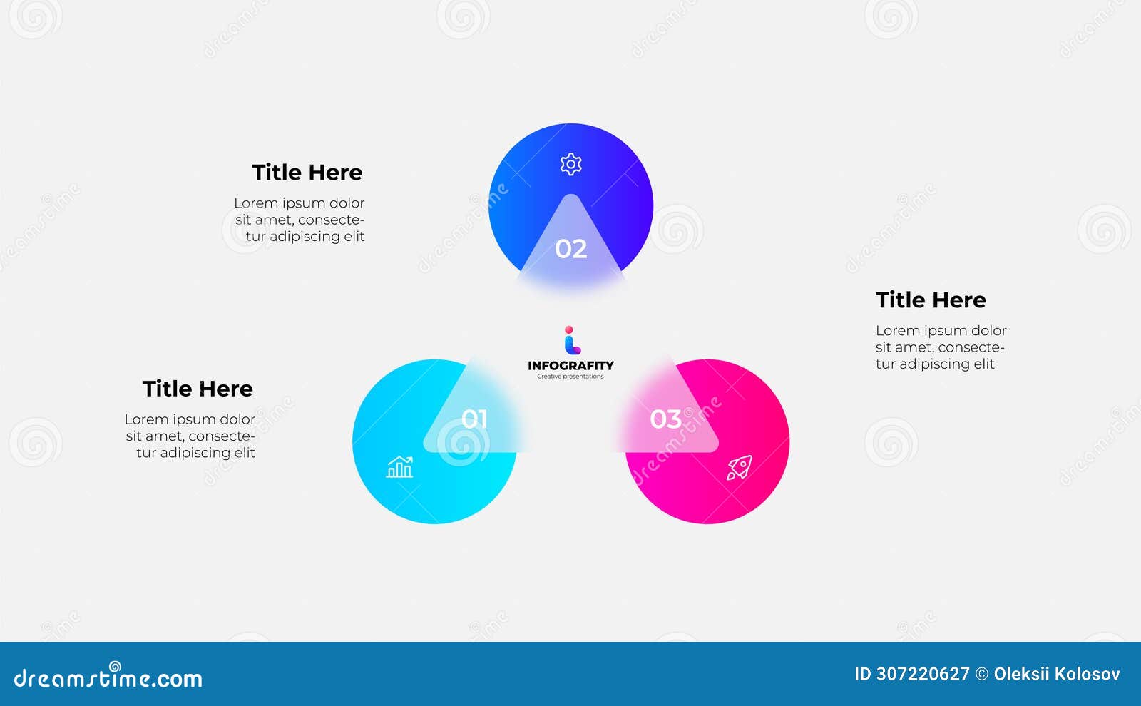Cycle Scheme With Three Circles And Glassmorphism Triangle. Concept Of ...