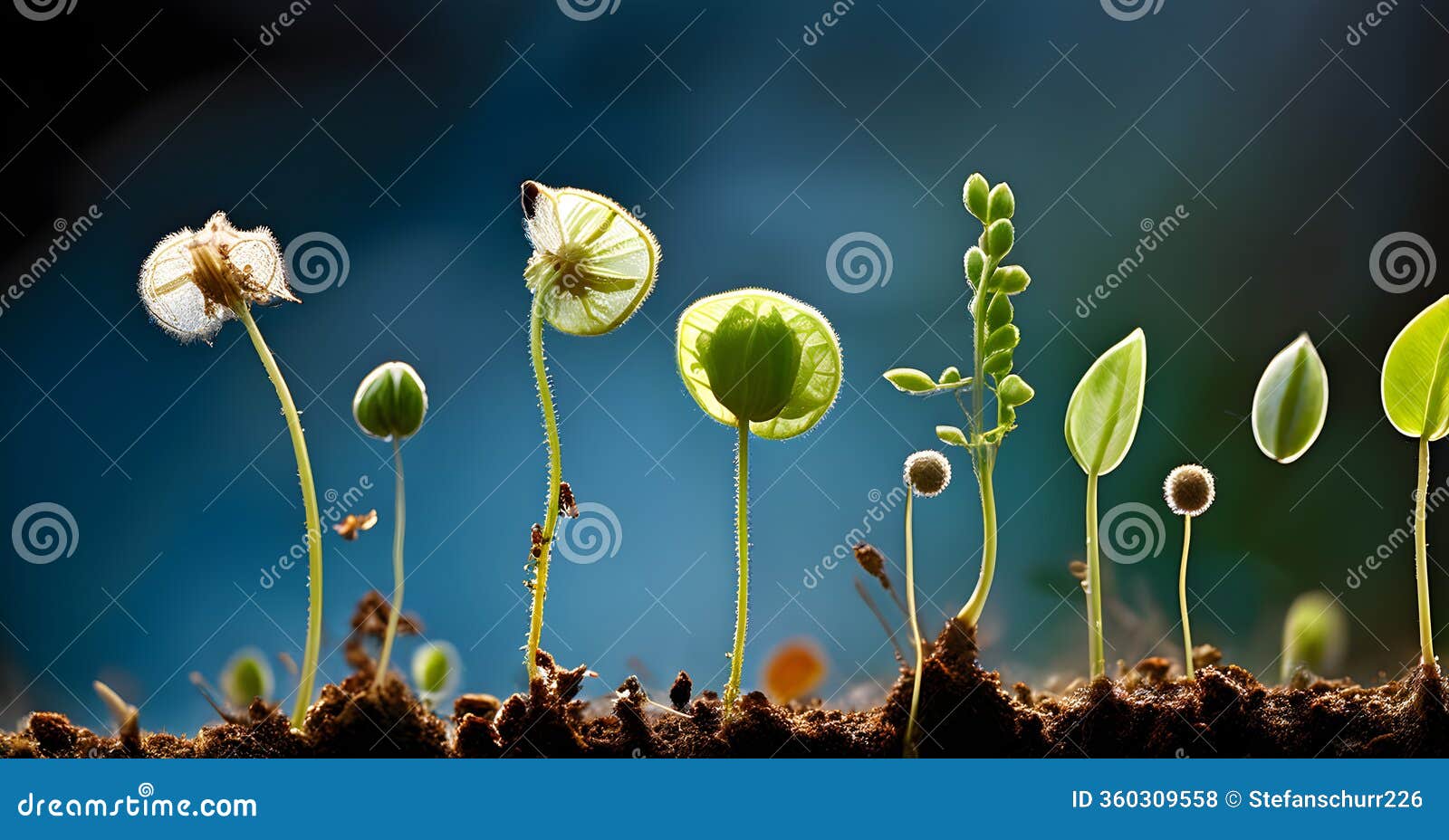 Cycle of Seeds Sprouting into Plants, Each Plant Dissolving Back into ...