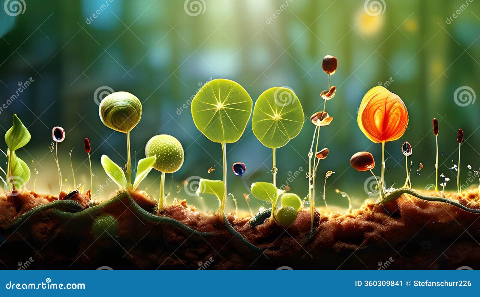 Cycle of Seeds Sprouting into Plants, Each Plant Dissolving Back into ...