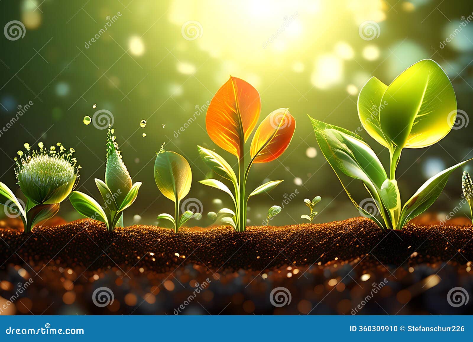 Cycle of Seeds Sprouting into Plants, Each Plant Dissolving Back into ...