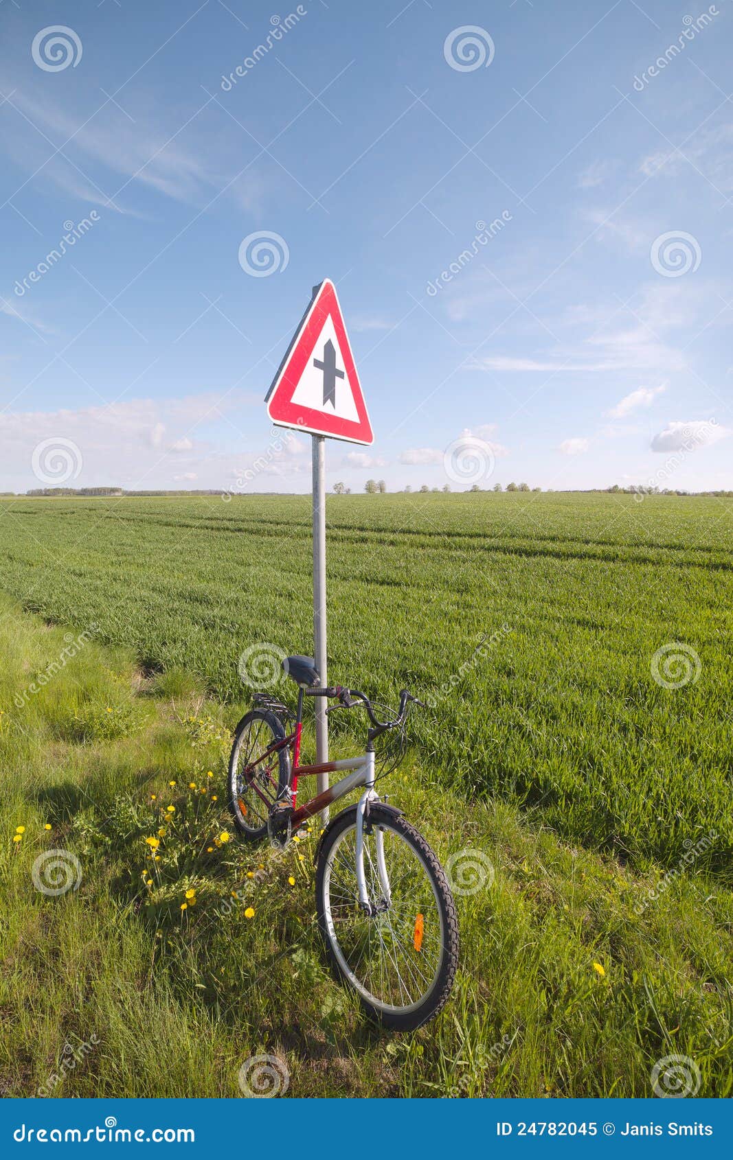 Cycle at sign. stock image. Image of blue, sign, bicycle - 24782045