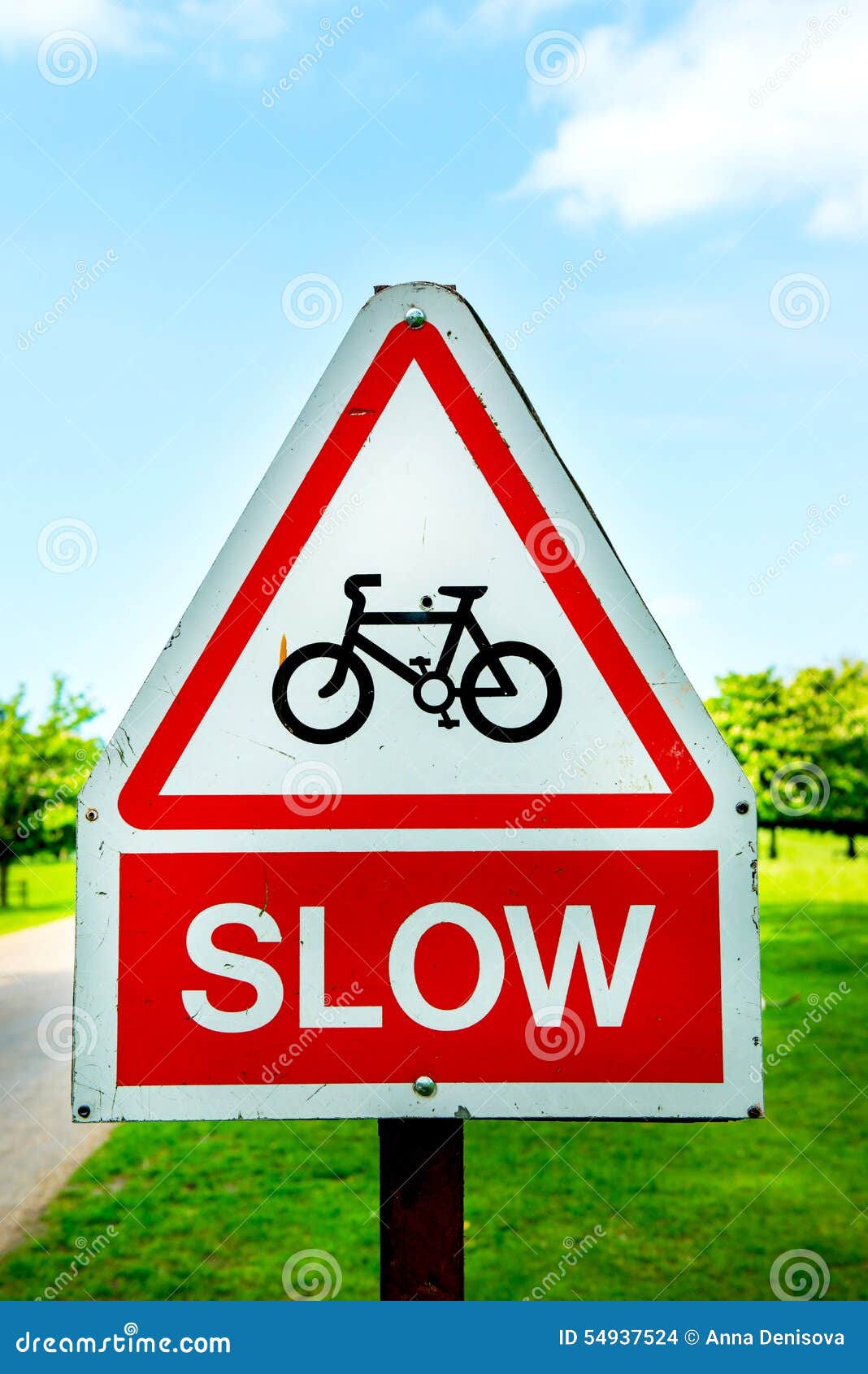 Cycle, Slow Road Warning Signs Stock Photo - Image of sign, street ...
